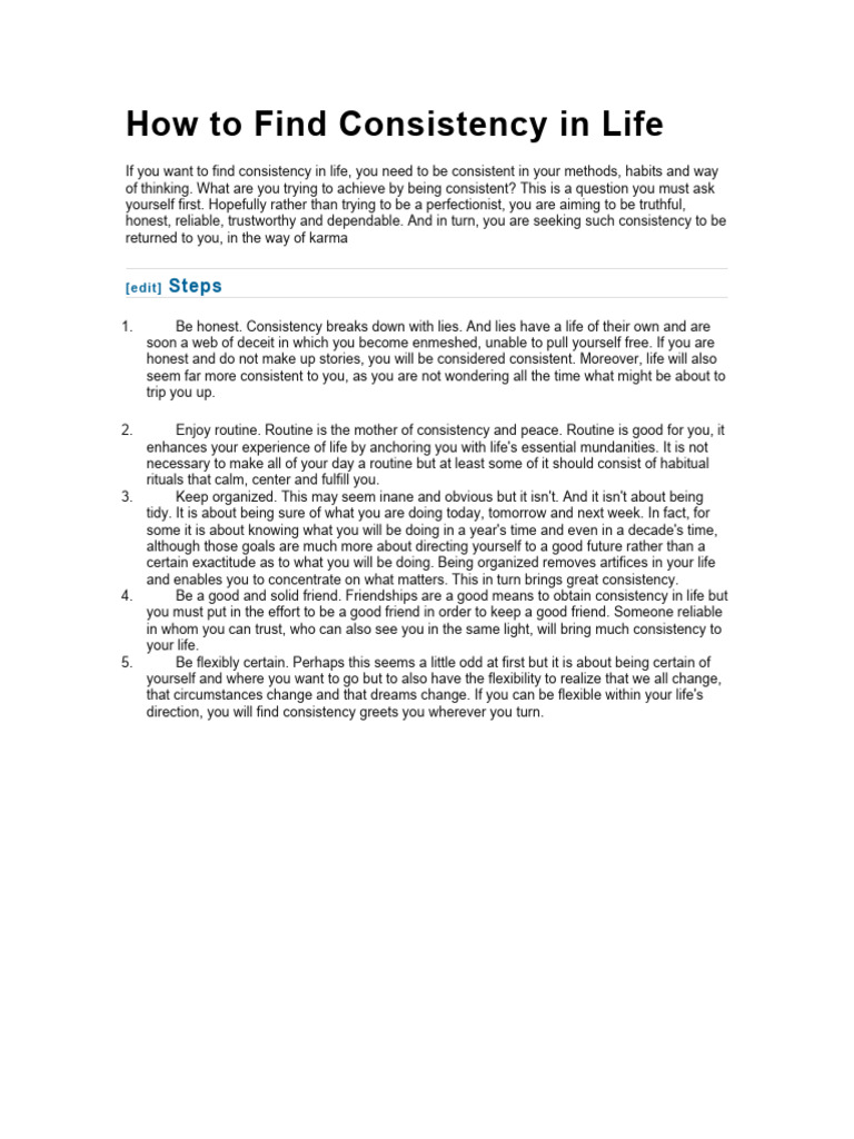 Achieving Consistency in Life | PDF | Self-Improvement