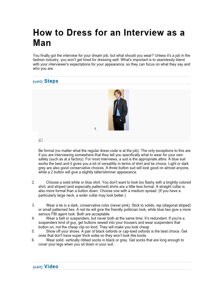 How To Dress For An Interview As A Man | PDF | Necktie | Human Appearance
