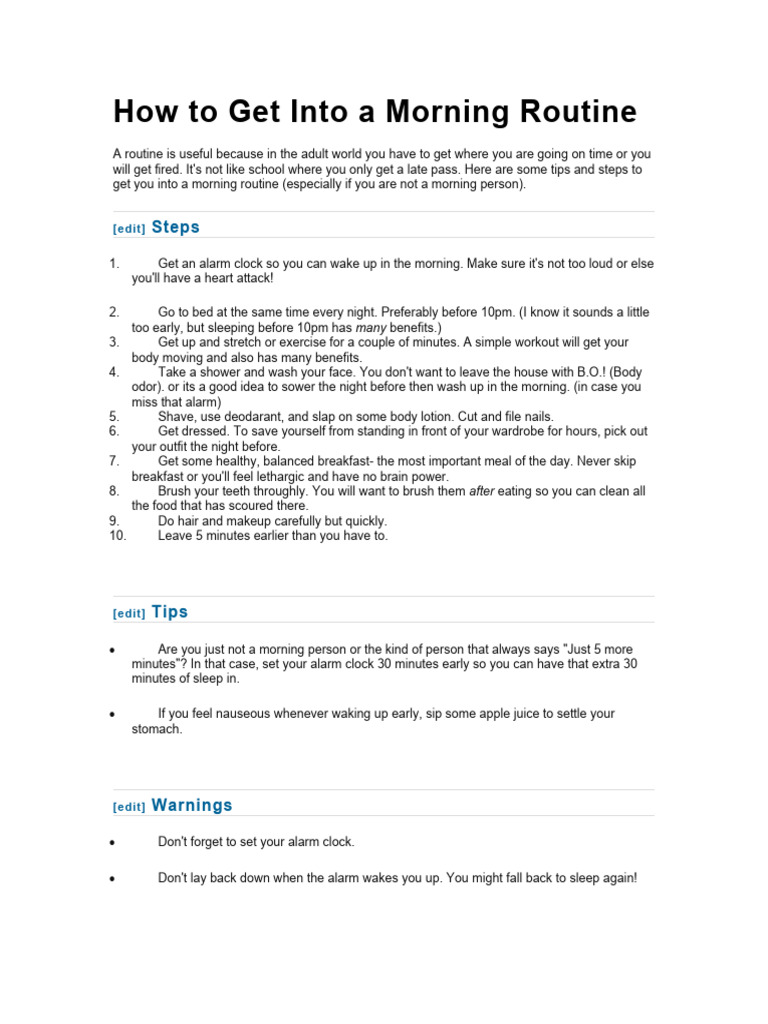 How To Get Into A Morning Routine | PDF