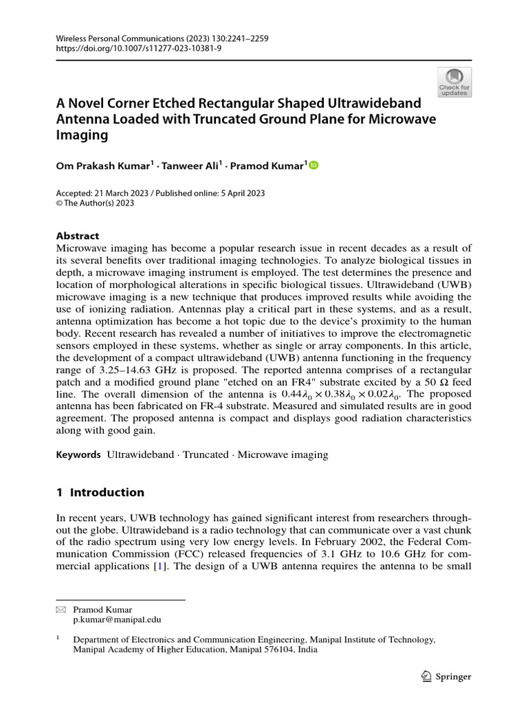 A Novel Corner Etched Rectangular Shaped Ultrawideband Antenna Loaded ...