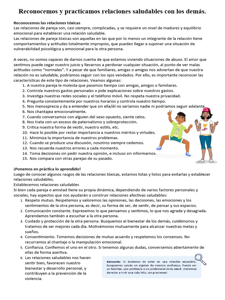 Reconocemos y Practicamos Relaciones Saludables Con Los Demás | PDF ...