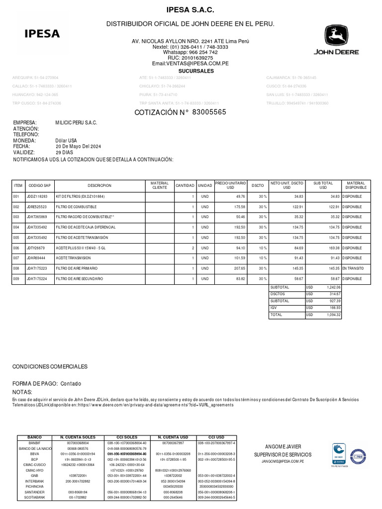 COTIZACION No. 0012-2024 - CX | PDF | Bancos | Bancario