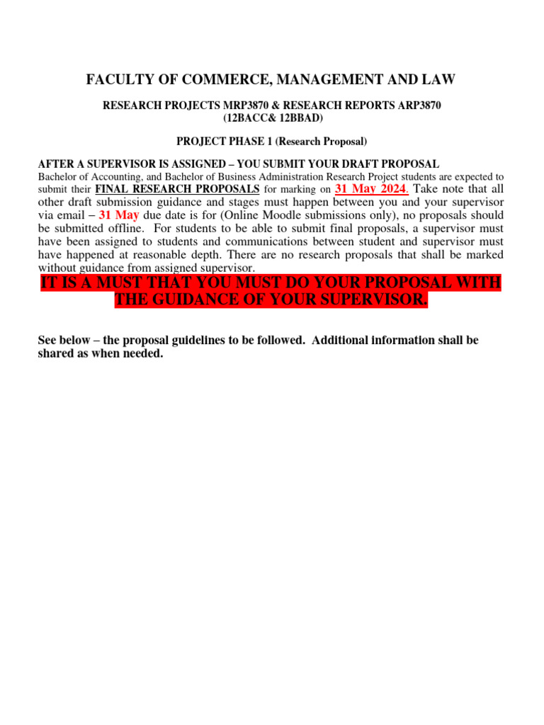 Research Proposal Guidelines for BACC & BBAD | PDF | Methodology | Data