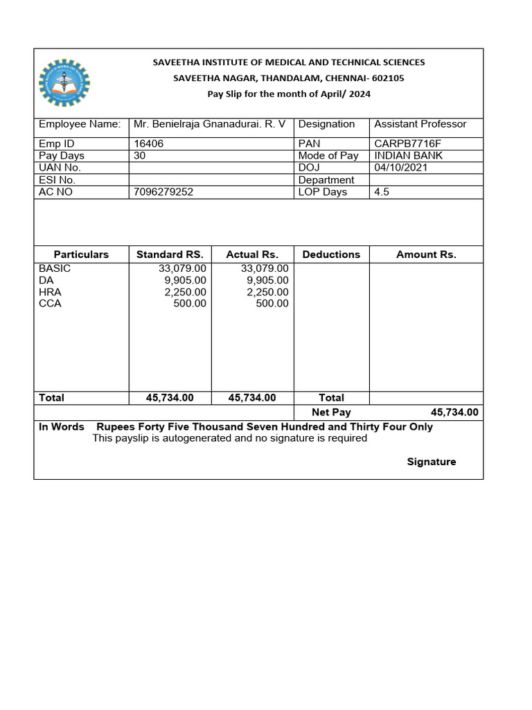 Payslip - April 2024 | PDF