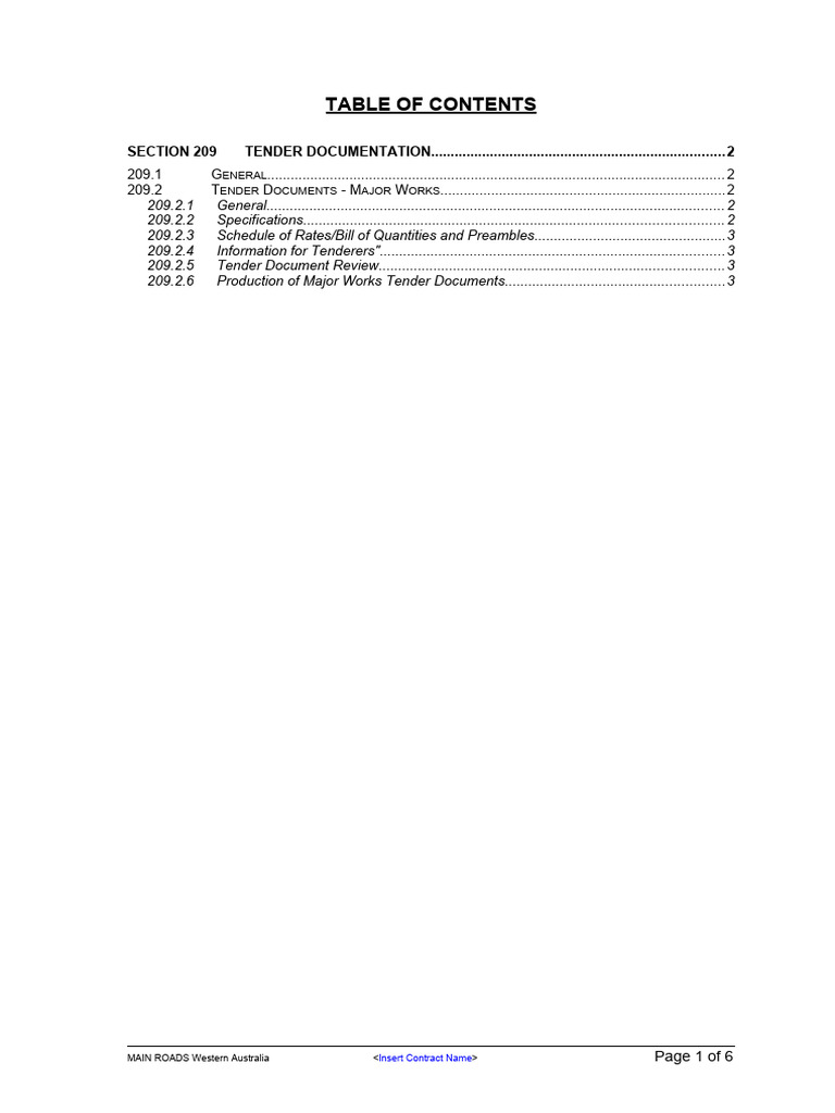 Section 209 Tender Documentation | PDF | Specification (Technical Standard) | Microsoft Word