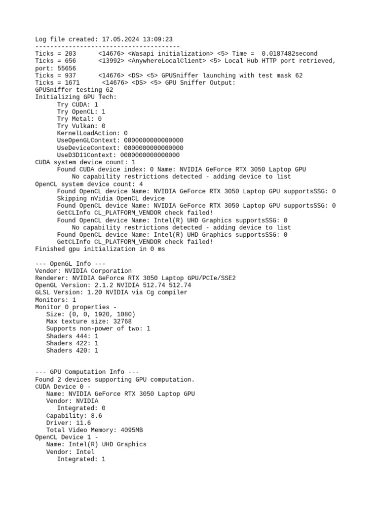 GPU and Codec Initialization Log | PDF | Graphics Processing Unit | Shader
