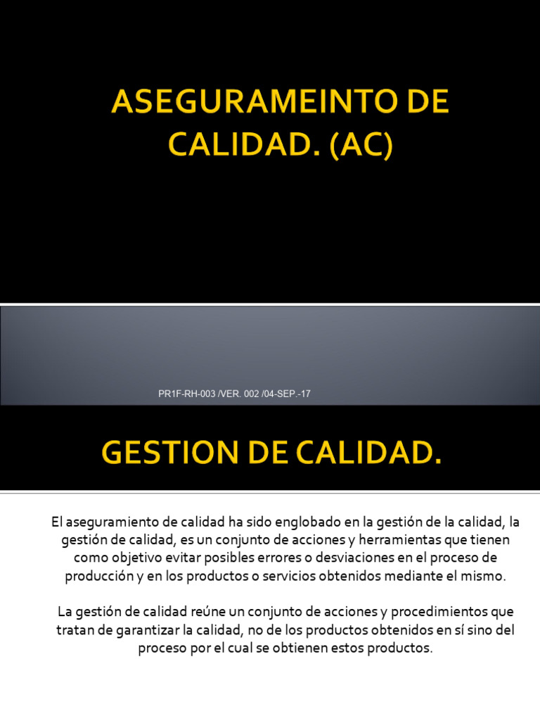 Pr1f-Ac-016. Ver 001. Presentación. Iso 9001 2015 | PDF | Calidad (comercial) | Gestión de la ...