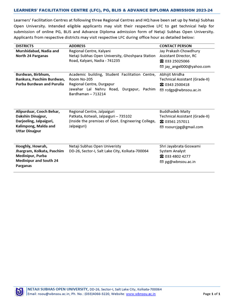 LFC PG BLIS AD Admission 2023 | PDF | Career & Growth | Business