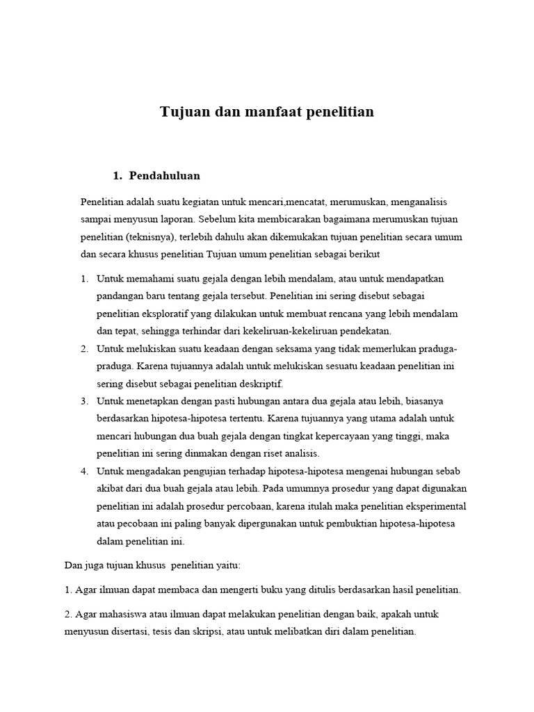 Tujuan Dan Manfaat Penelitian | PDF | Sains & Matematika