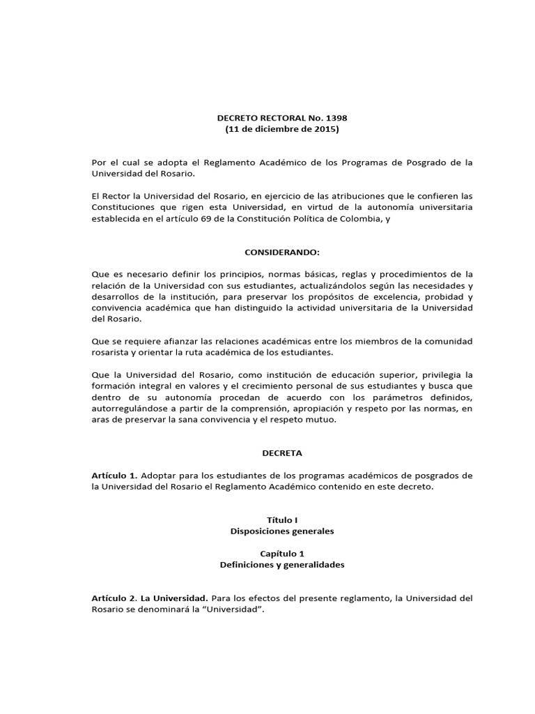 1398-Reglamento-Academico-de-Posgrado - Rosario | PDF | Evaluación | Plan de estudios