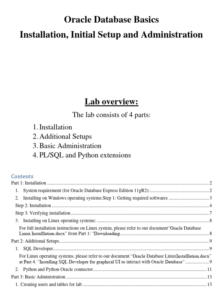 Lab 3 Oracle Database Windows Installation Pdf Microsoft Windows 9838