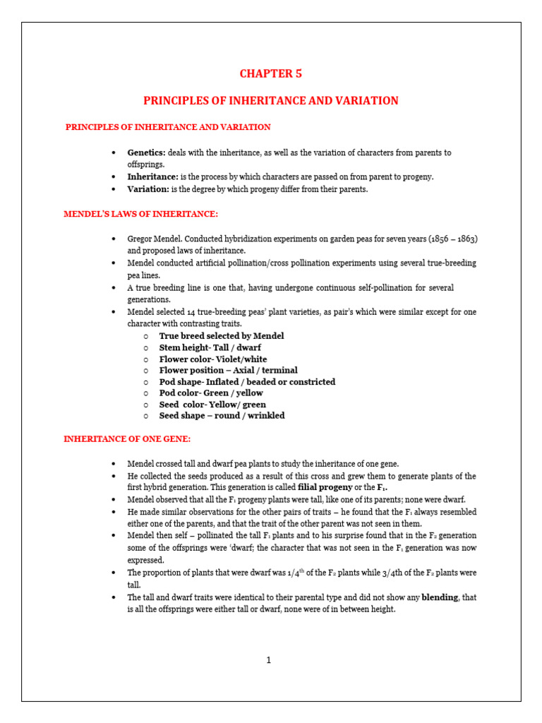 CH-5-Principles of Inheritance - Additional Notes | PDF | Dominance ...