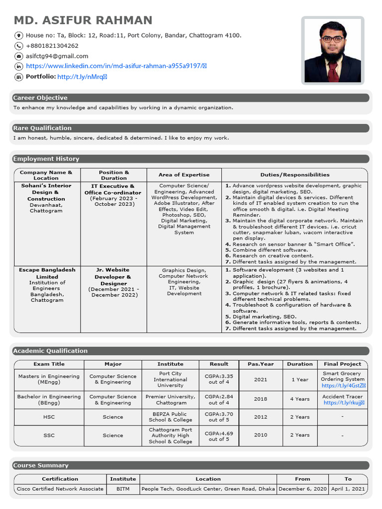 CV of Md. Asifur Rahman | Download Free PDF | Graphic Design | Adobe Photoshop