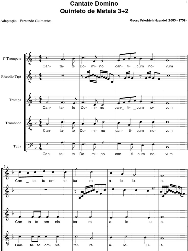 Cantate Domino Quinteto | PDF | Instrumentos de latón