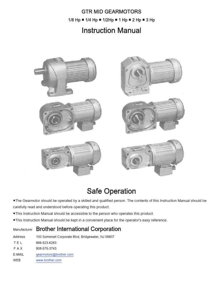 Brother Instruction Manual Sample | PDF | Power Inverter | Horsepower