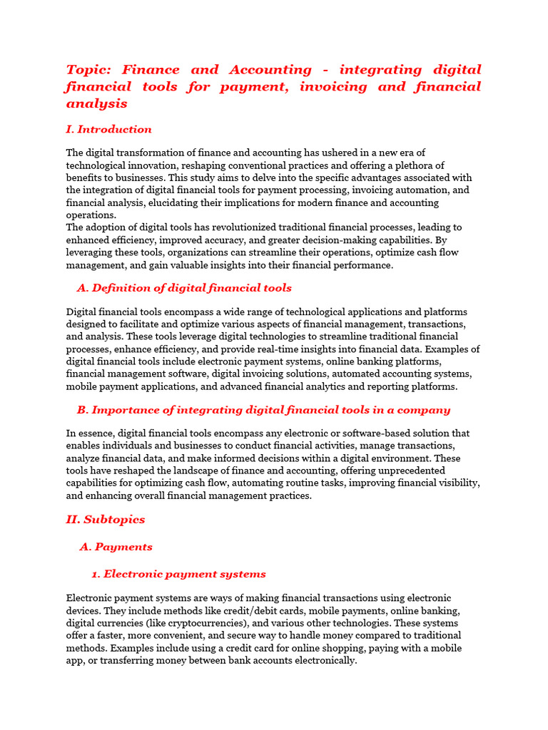 Digital Financial Tools Integration Guide | PDF | Invoice | Business