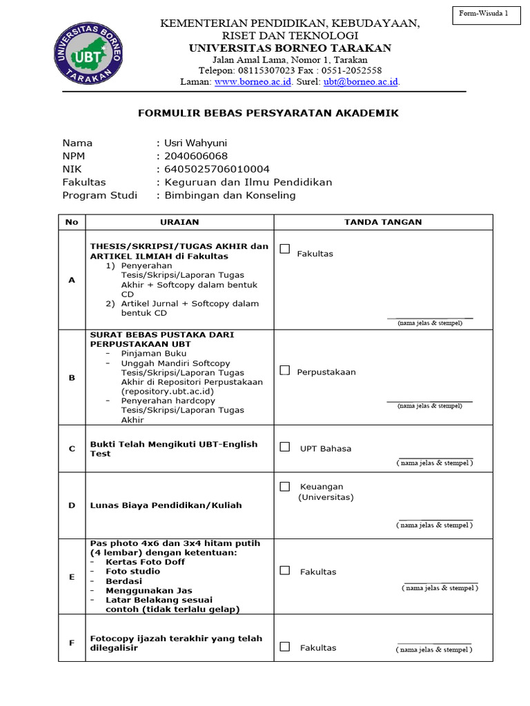 Form Bebas Administrasi | PDF
