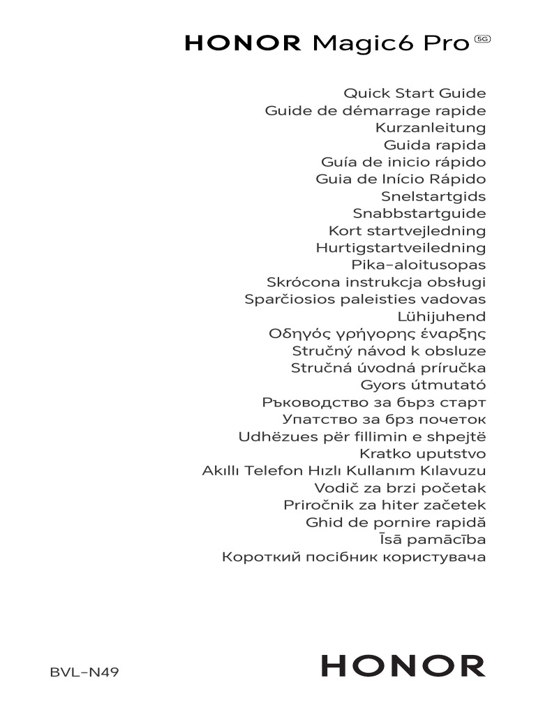 HONOR Magic6 Pro Gu A de Inicio R Pido - (Magic OS 8.0 - 01, BVL-N49, Es) | PDF