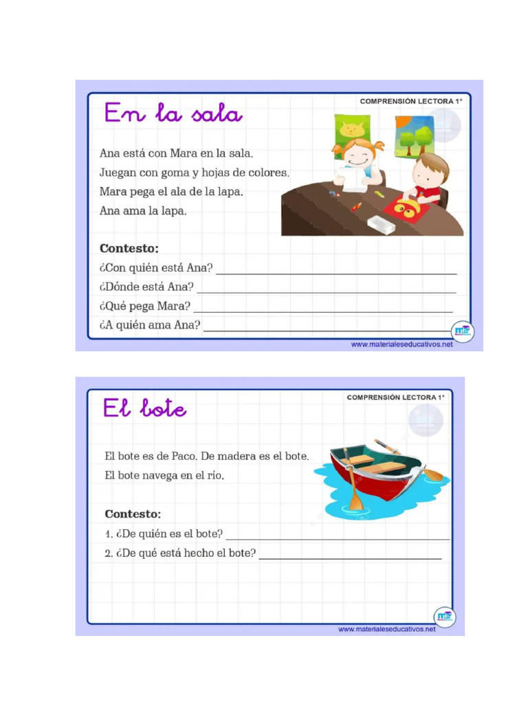 Comprensión Lectora Primer Grado Pdf