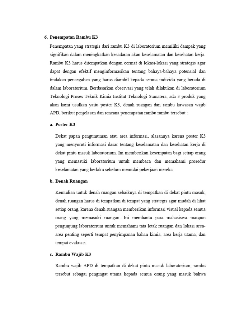Penempatan Rambu K3 di Laboratorium | PDF | Komputer | Teknologi & Rekayasa