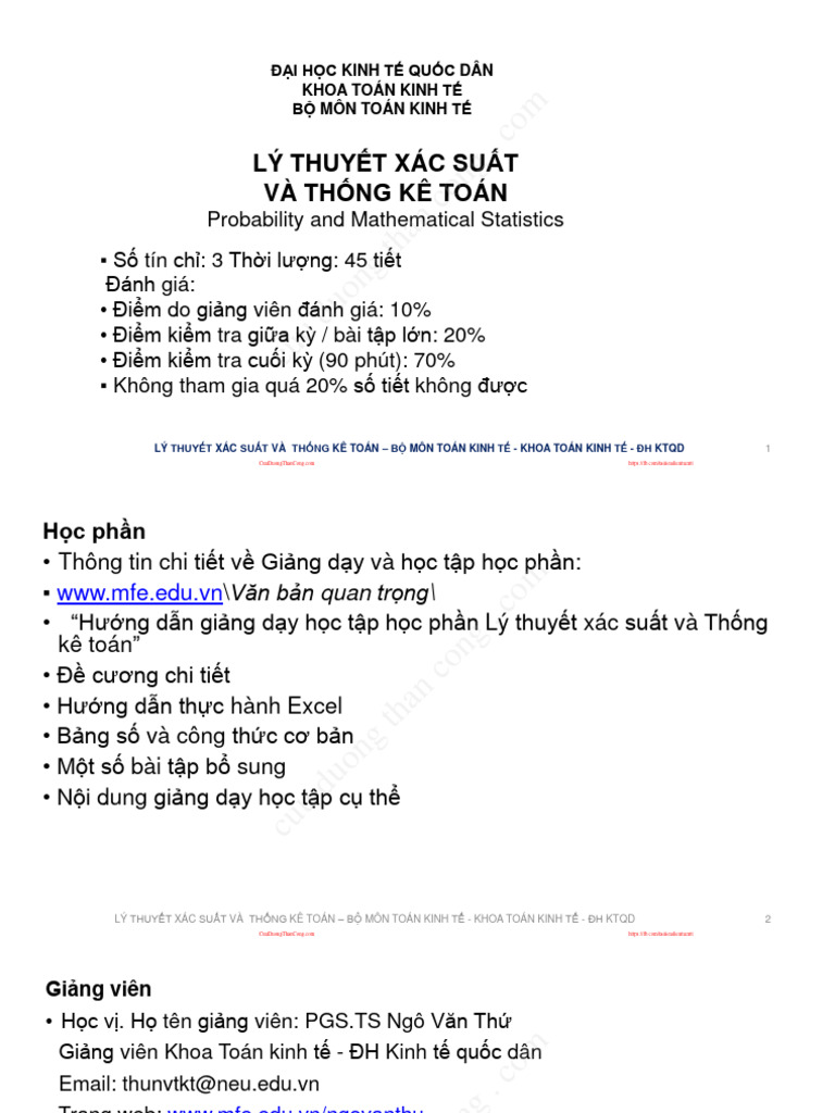 Xac-Suat-Thong-Ke - Nguyen-Thi-Thu-Thuy - Ly-Thuyet-Xs-Va-Tkt - b4 - (Cuuduongthancong - Com) | PDF