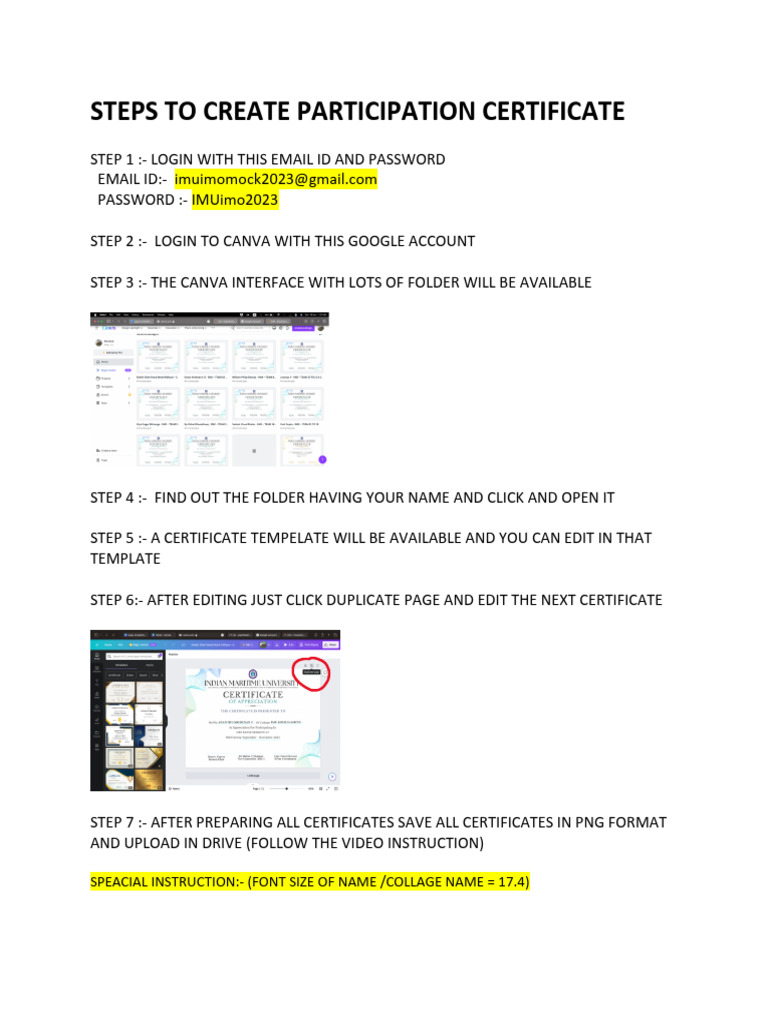 Steps To Create Participation Certificate | PDF