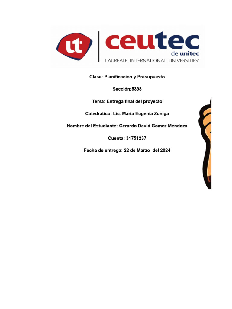 Proyecto Final Planif y Presupuesto Gerardo Gomez | PDF | Presupuesto | Business
