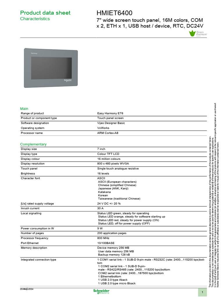 HMIET6400 Touch Panel Overview | PDF | Touchscreen | Usb