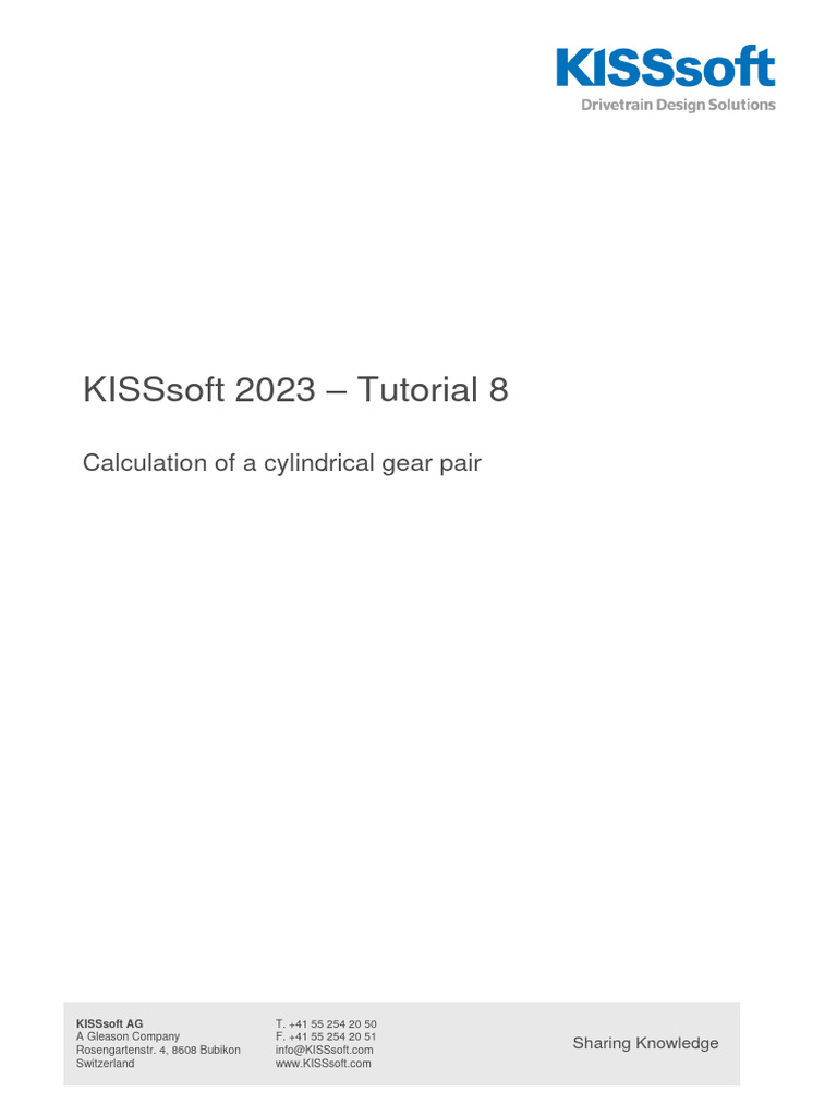 KISSsoft Tutorial 008 Cylindrical - Gearpair en | PDF | Gear ...
