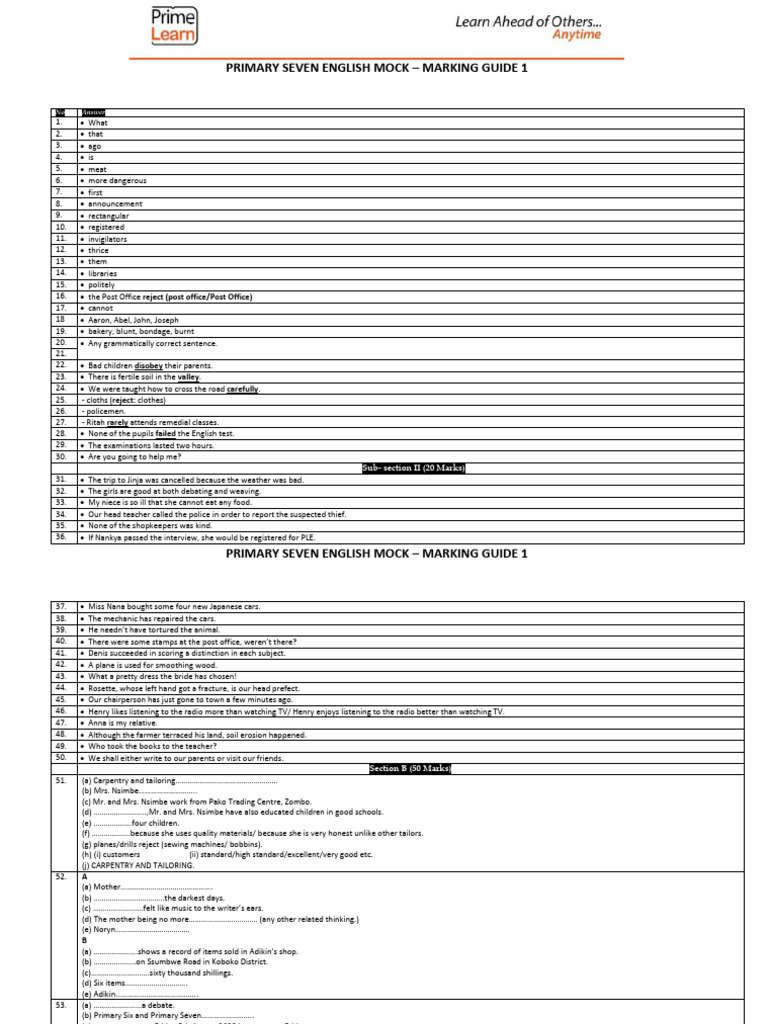ENG-MOCK 1 Guide-1 | PDF