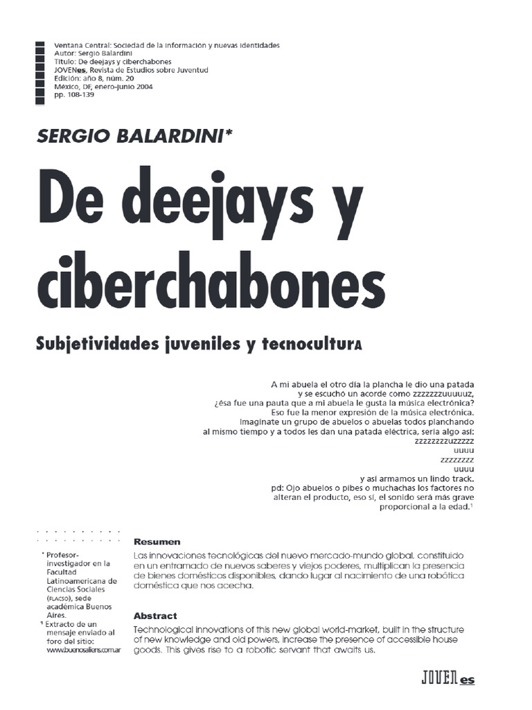 Subjetividades Juveniles - BALARDINI | PDF