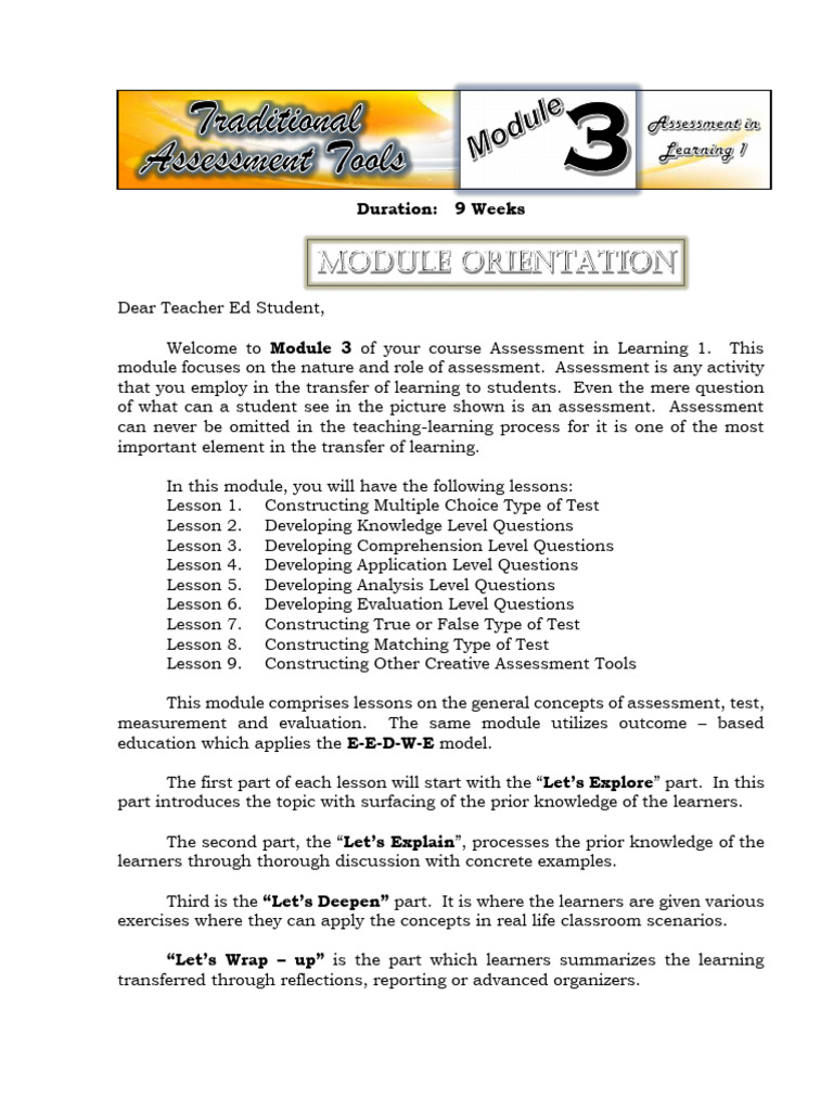 Module 3 in Prof Ed 73 1 | PDF | Educational Assessment | Multiple Choice
