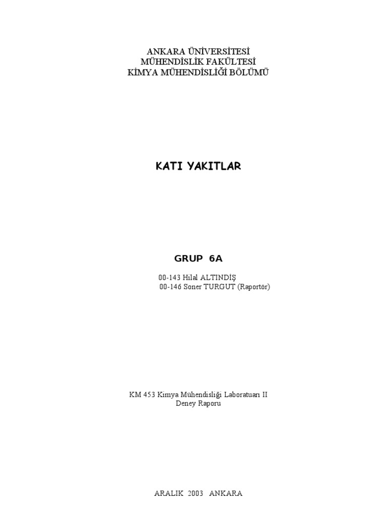 KATI YAKITLAR (Lab2) ... | PDF