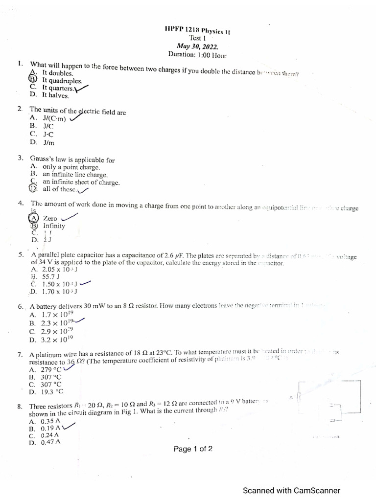 Physics Test 1 Pdf