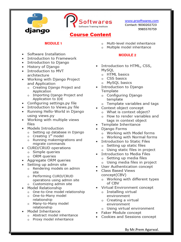 Django Syllabus | PDF | Information Technology | Computing