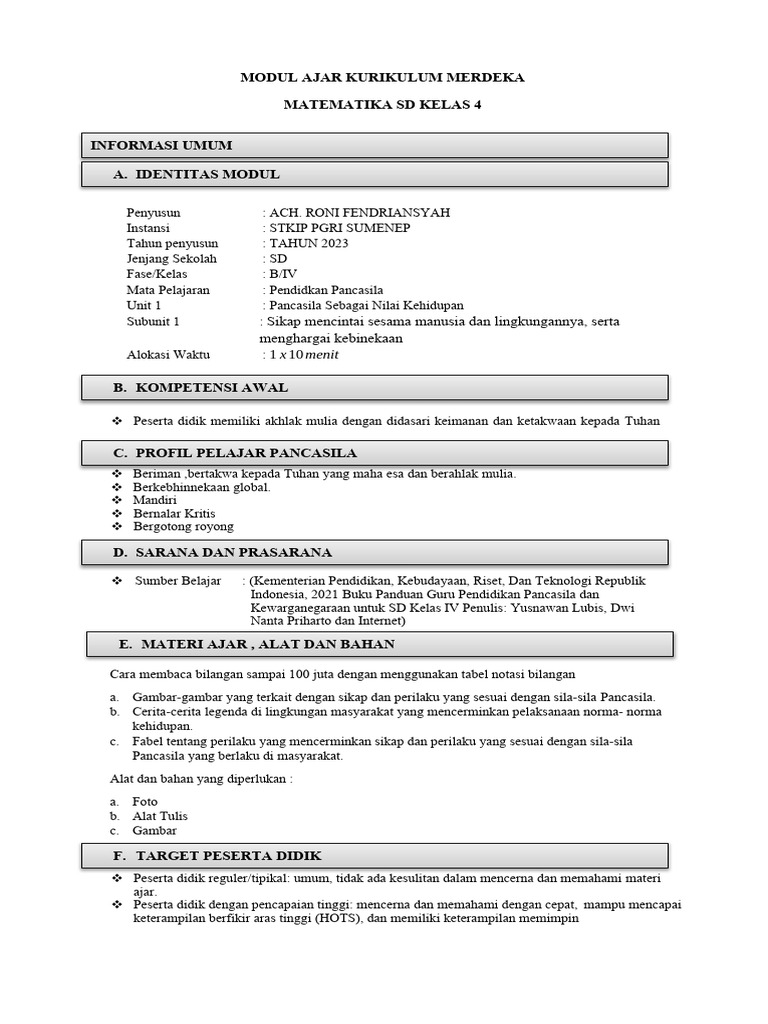 Modul Ajar Kurikulum Merdeka | PDF