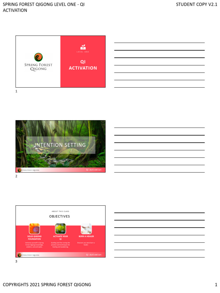 Level-One-Slides-Handout | PDF | Qi | Qigong