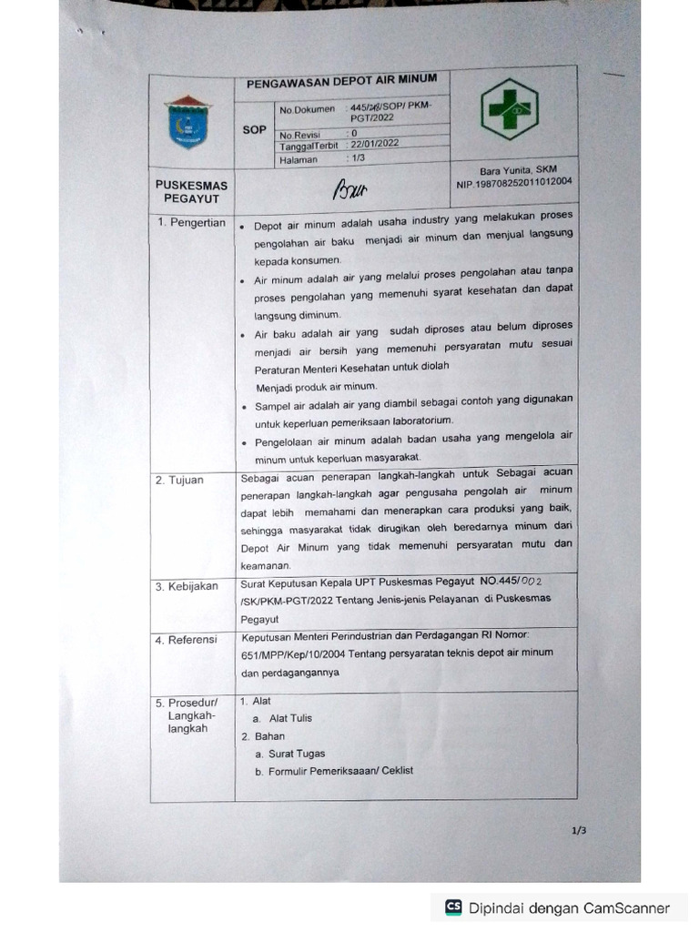2.6.2.b.4.sop Pengawasan DAMIU Dan TPM | PDF