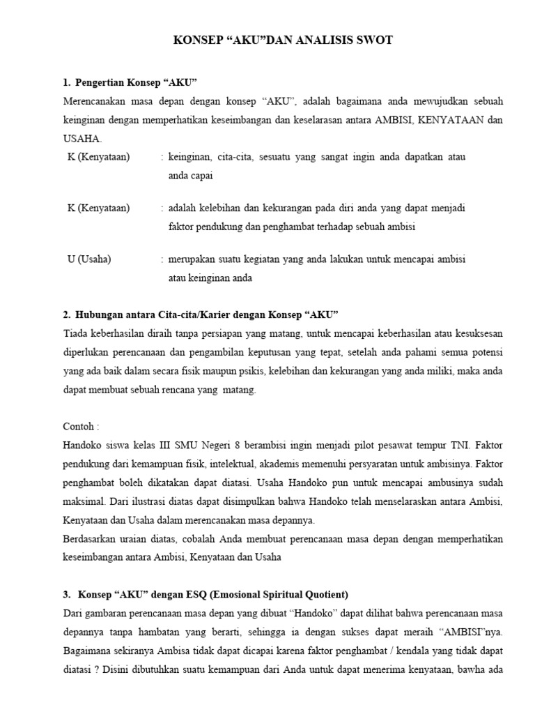 Konsep Aku Dan Analisis Swot | PDF