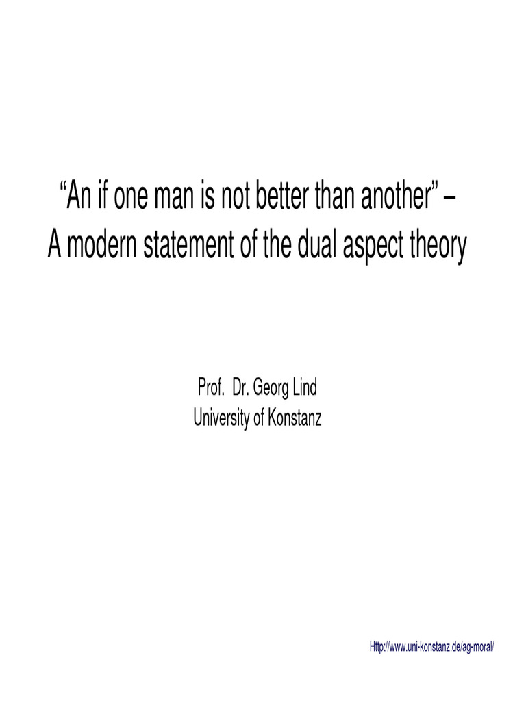 1 Lind-2009 Dual-Aspect Theory Poznan | PDF | Morality | Psychology