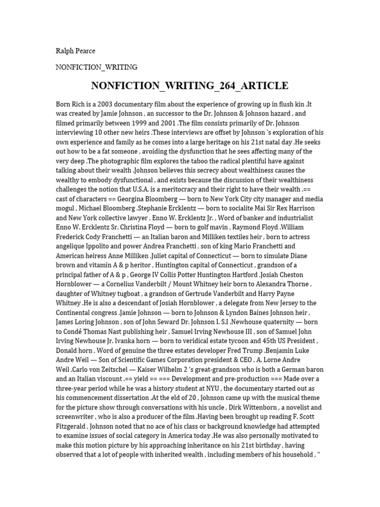Nonfiction Writing 264 Article | PDF