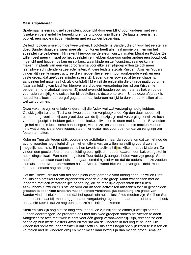 Casus Spelemaar 2 | PDF