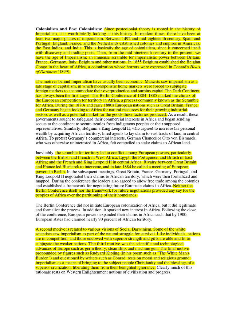 Colonialism and Post Colonialism | PDF | Postcolonialism | Imperialism