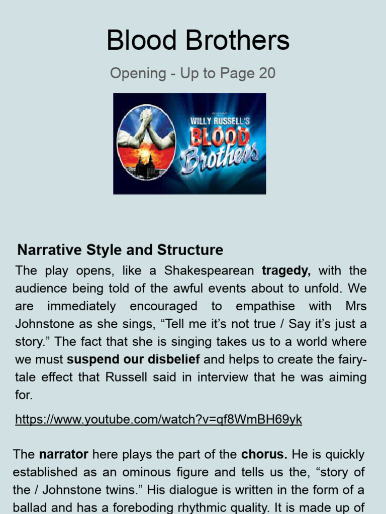 Blood Brothers - Slides 2 | PDF | Art | Mystery, Thriller & Crime Fiction