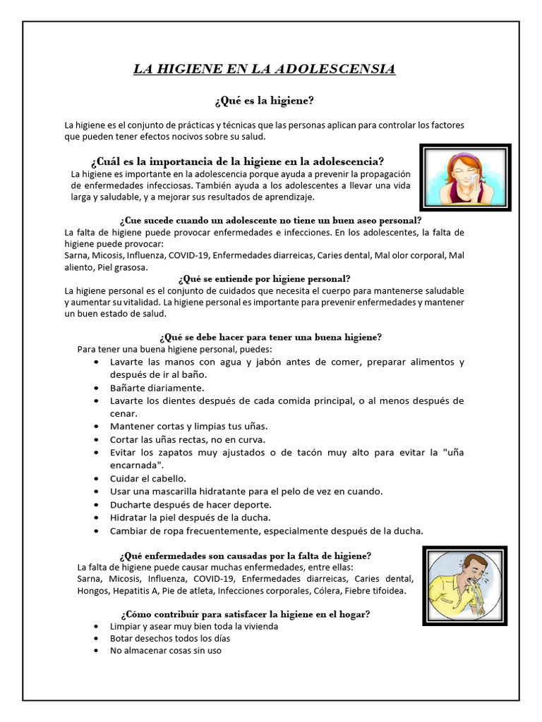 Higiene Adolescente: Claves y Beneficios | PDF | Higiene | Especialidades Medicas