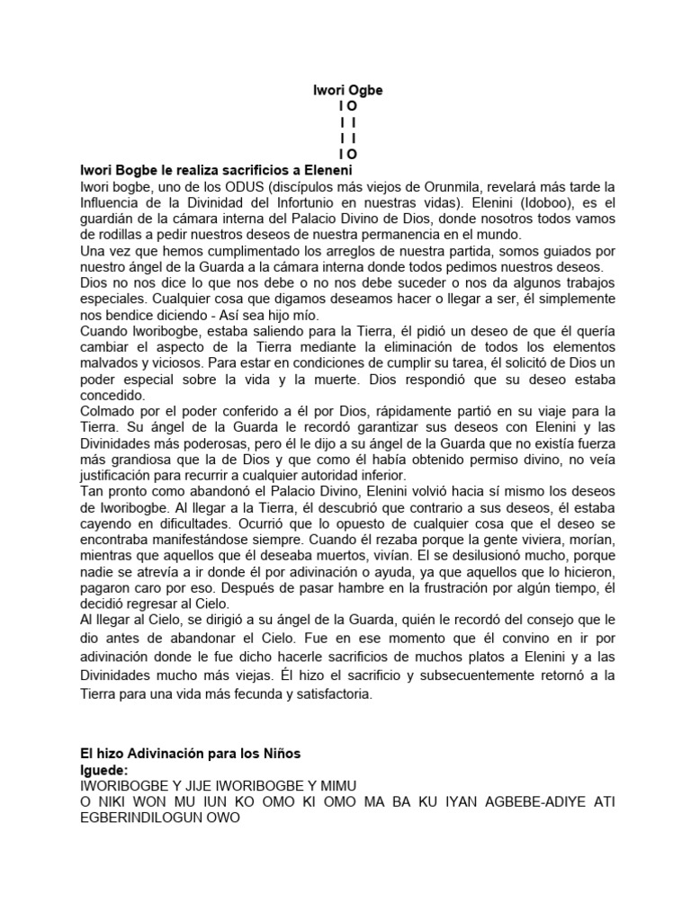 Iwori Ogbe - Patakies | PDF | Ángel guardian