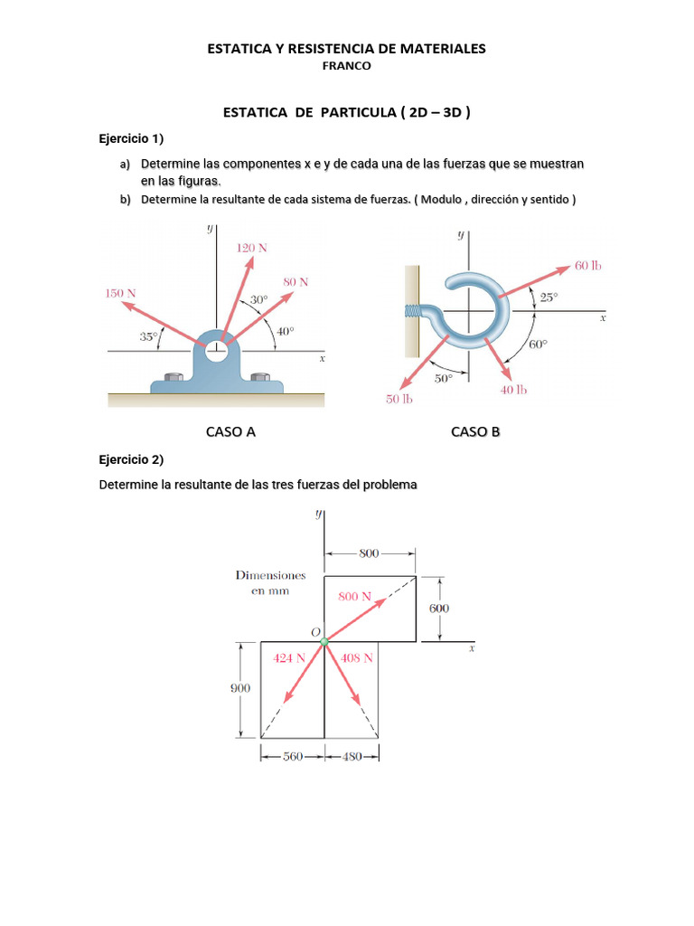 Trabajo Practico 1 - Estatica de Particula | PDF | Tensión (Física) | Resistencia de materiales