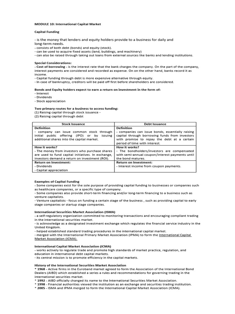 Module 10 (Summary) | PDF | Bonds (Finance) | Stocks