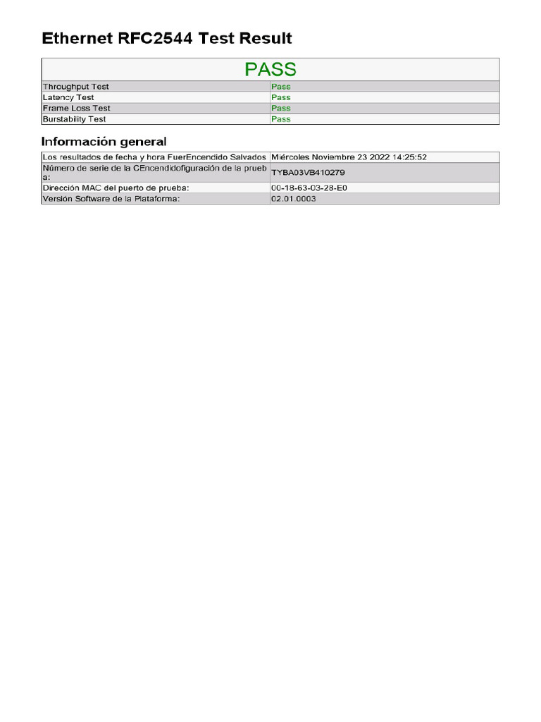 (Prueba RR) - (RFC2544) - (10G) - (Ethernet) | PDF