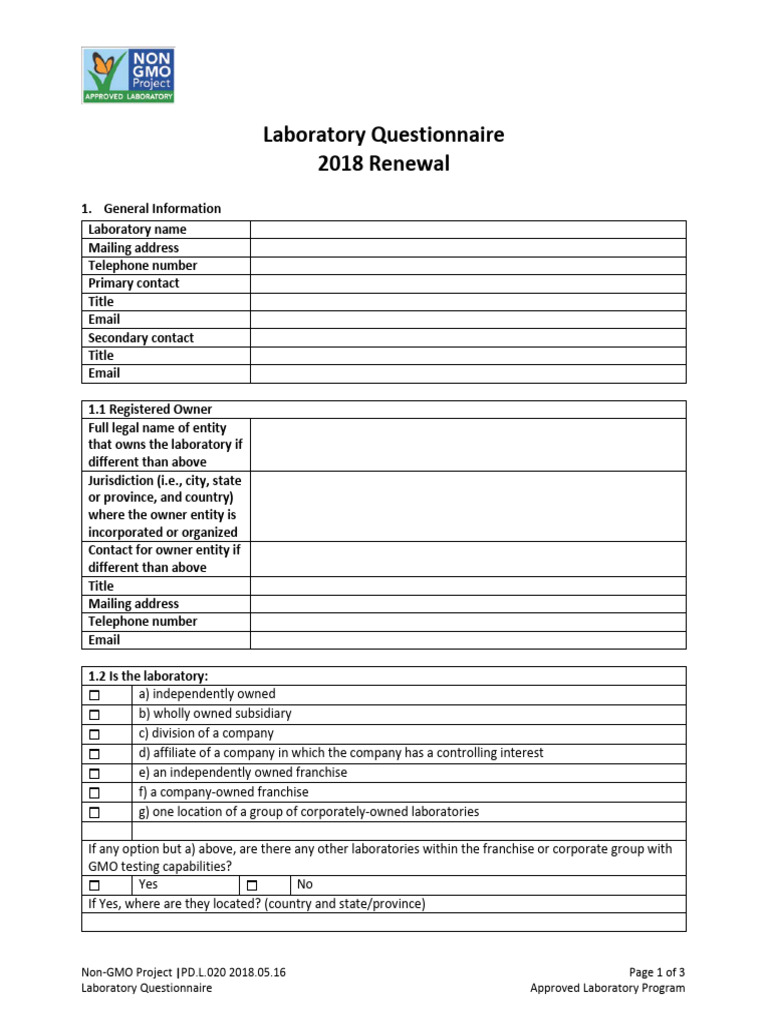 Laboratory Questionnaire 1 | PDF